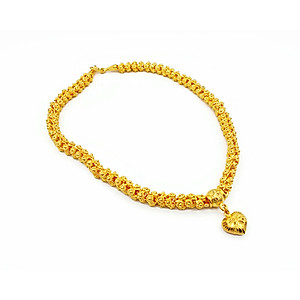 Heart Pikun Flower 22k 23k 24k Thai Baht Yellow Gold GP Necklace Pendant Jewelry Women