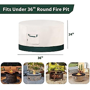 Forvio Fire Pit Cover Round 36 Inch, 600D Heavy Duty 100% Waterproof Outdoor Fireplace Cover for Patio Firepit, Ripstop and Fade Resistant