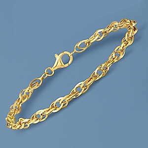 Ross-Simons 14kt Yellow Gold Interlocking Double-Oval Link Bracelet. 7 inches