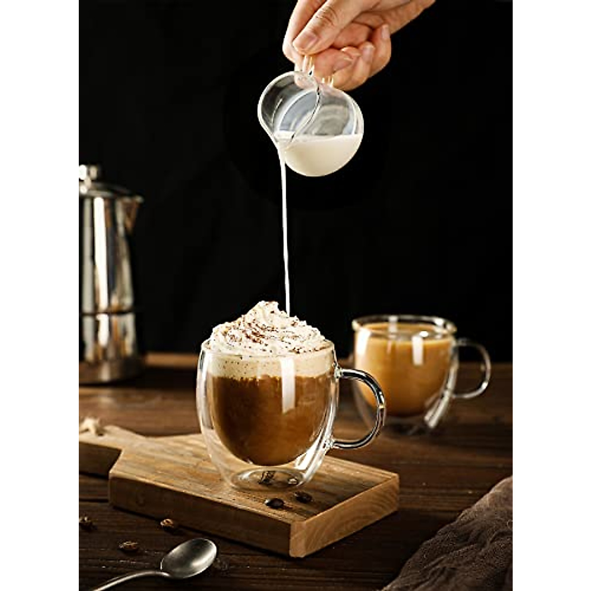 Sweese Espresso Cups, Double Wall Insulated Glass Coffee Mugs, 5 Ounce, Set of 2, Perfect for Espresso Shot, Tea and Juice