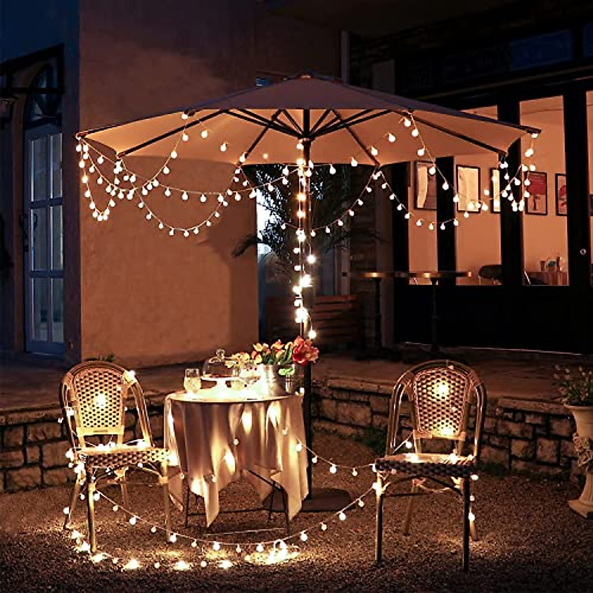 LCHUANG Battery Operated String Lights 66FT 200LEDs - Each 33FT 100LEDs 8 Mode Waterproof Christmas Fairy Lights Indoor Outdoor Hanging Globe Decorative Lights for Home Party Patio Garden Wedding