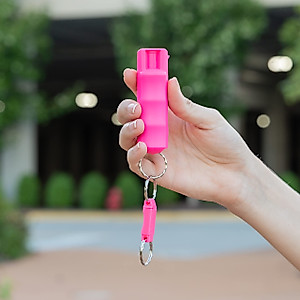 SABRE Pepper Spray, Supports National Breast Cancer Foundation, Maximum Police Strength OC Spray, Quick Release Keychain for Easy Carry and Fast Access, Finger Grip for More Accurate Aim, 25 Bursts