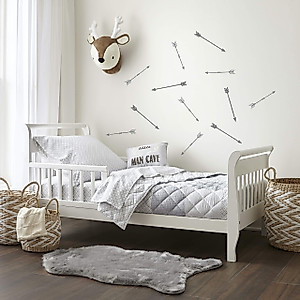 Levtex Baby Kids Little Man Grey, White, Deer, 5 Piece Toddler Bedding Set - Kids Bedding- Reversible Quilt, Fitted Sheet, Flat Sheet, Pillowcase, Decorative Pillow