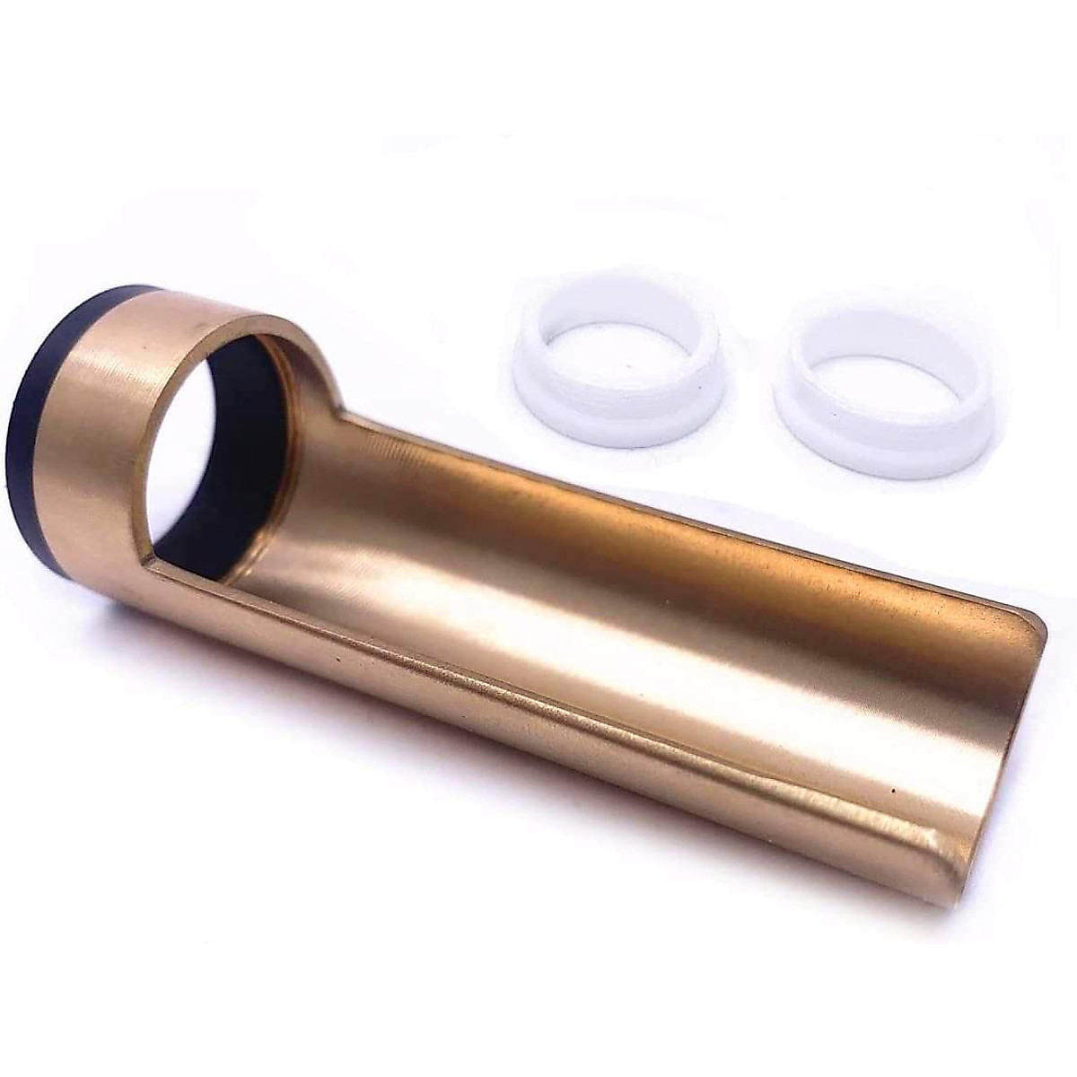 TUOREN Brass Guitar Slides 72mm / 2.8" Length Finger Slides w/ 2Pcs End Ring for Electric & Acoustic Guitar Bass Medium (Semicircle)