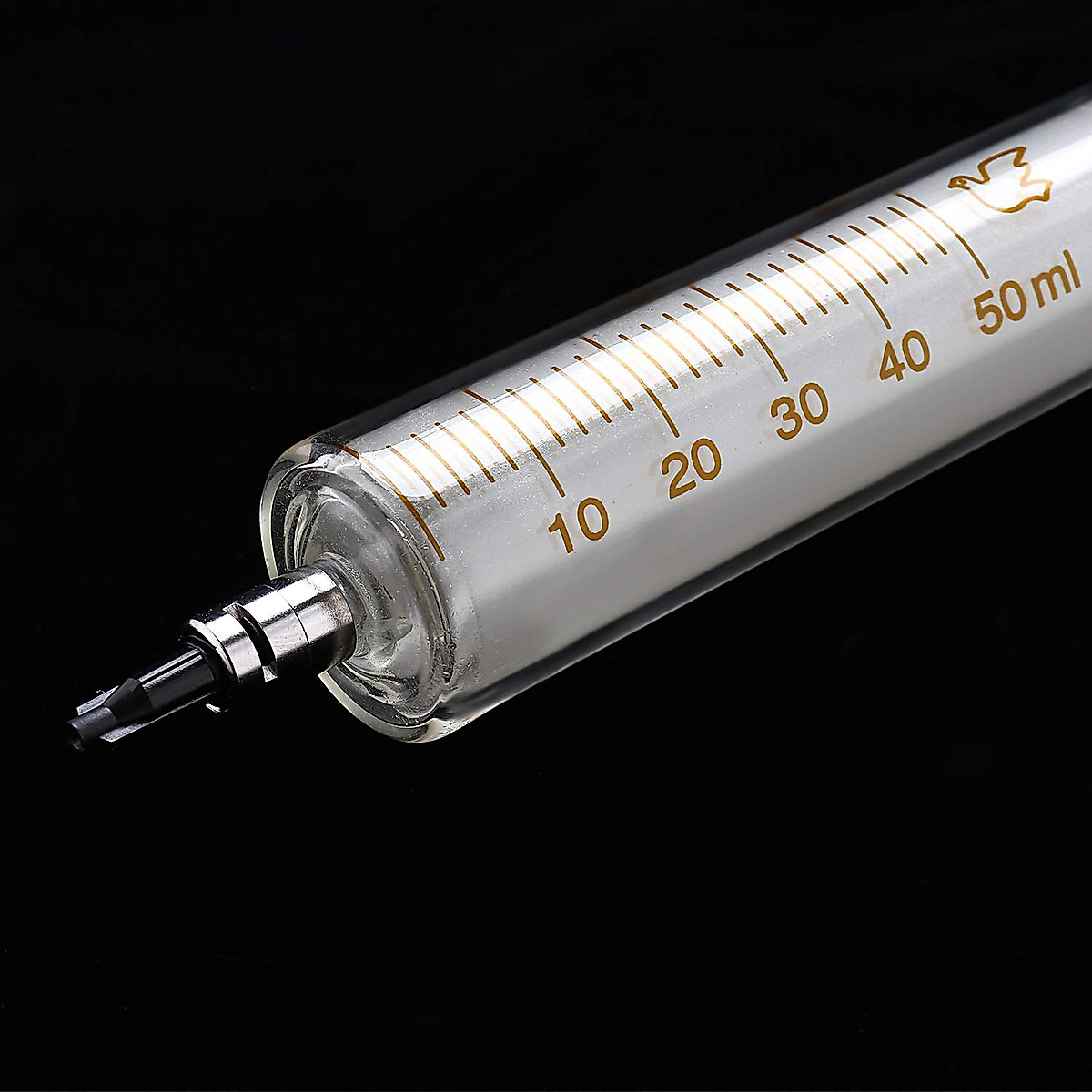 Gufastoe 1 Pack Glass Syringes with Caps 50cc/ml for Lab Laboratory