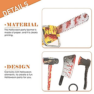 2Sets Scary Vampire Pendant Props Zombie Supplies Banner Decorations Halloween Garlands Horror Paper Festival Themed Creepy for Funny Adornment Birthday Knives Tool Garland Tools