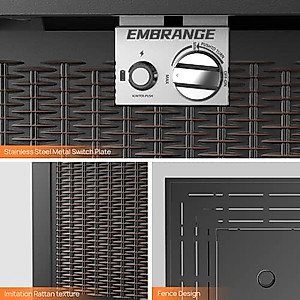 EMBRANGE 28 Inch Outdoor Propane Gas Fire Pit Table, Pulse Ignition System 50,000 BTU CSA Certification Square Propane Gas Fire Pit Table for Outside Patio Garden with Lid and Blue Fire Glass