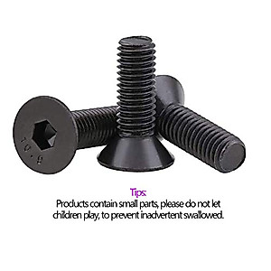 L-A M6-1.0x20mm 10.9 Carbon Steel Countersunk Head Hex Socket Screw Flat Countersunk Hex Socket Bolts Screws （25 Pcs）