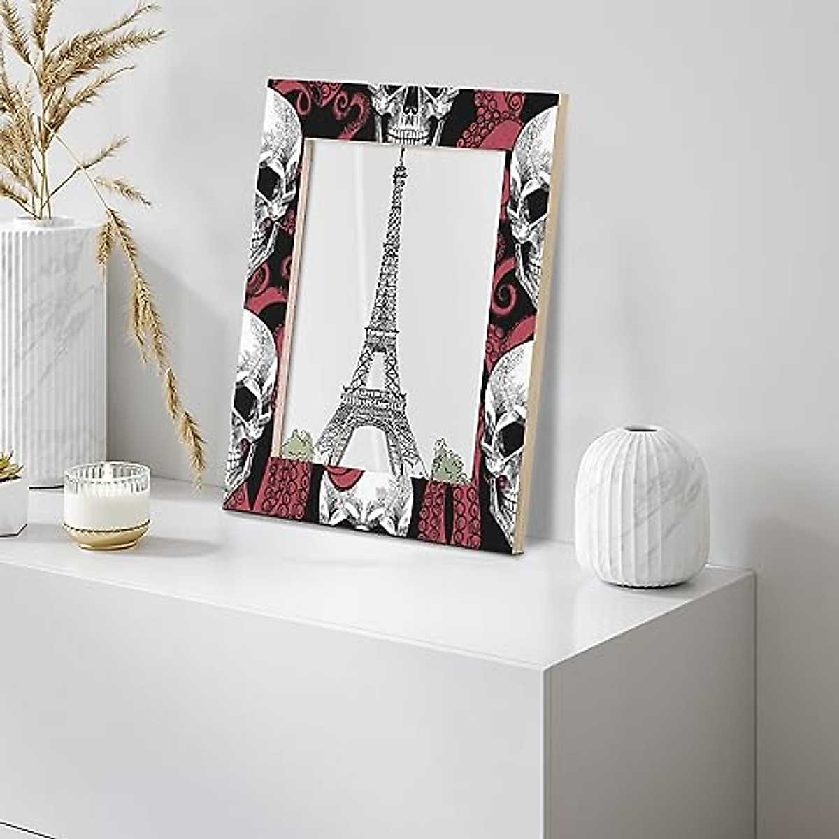 POFATO Skull Red Octopus11x14 Picture Frame Wood Photo Frame for Tabletop Display Wall Mount Picture Frame Display 11 x 14 Inch Photo Wall Decor Home Gift Frames