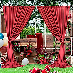 10 ft x 10 ft Wrinkle Free Red Backdrop Curtain Panels, Polyester Photography Backdrop Drapes, Wedding Party Home Decoration Supplies