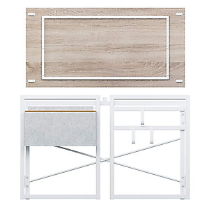 JSB Folding Computer Desk with Cloth Bag Hook, No-Assembly PC Desk Modern Small Work Table Laptop Writing Desk for Home Office (35.43” x 17.7” x 29.53”, White & Cloth Bag)