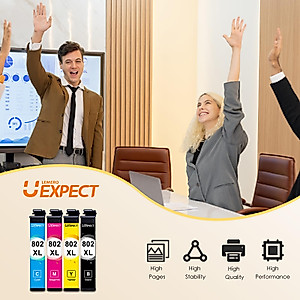 802XL Ink Cartridges Remanufactured 802XL Ink Cartridge Combo Pack Replacement for Epson 802 Ink Cartridges for WF-4720 WF-4730 WF-4734 WF-4740 EC-4040 EC-4030 EC-4020 (Black,Cyan,Magenta,Yellow) 4P