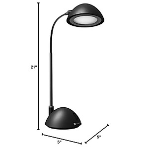 Lavish Home 72-L081-B, Black Desk Lamp Adjustable Gooseneck for Reading, Crafts, Writing-Modern Design Light for Bedroom, Home, Office, and Dorm, 5”x 5” x21