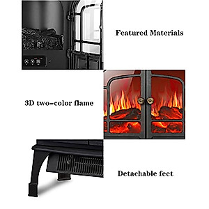 Electronic Fireplace Water Vapor Fireplace Electric Fireplace Heater, Freestanding Fireplace Stove with 3D Log and Fire Effect, Overheating Safety Protection, Remote Control - 2000W Black Electric Fir