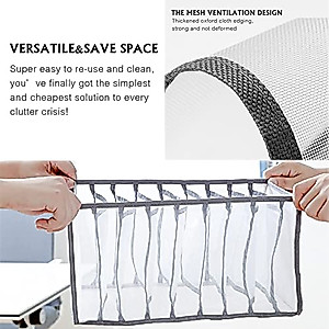 2PCS Wardrobe Clothes Organizer Washable, 7 Grids Foldable Visible Closet Organizer Clothes Drawer, Nylon Mesh Separation Box, for T-shirt, Legging, Skirts, Jeans, Children's clothing (Grey - 2 PCS)
