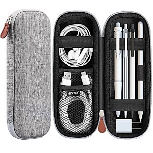 AGPTEK Case Holder for Apple Pencil, Slim Carrying Case Pouch Cover Compatible with Apple Pen Accessories, USB Cable, Earphone, Samsung Stylus iPad Pro Pen/Pencil, Recording Pen, Gray