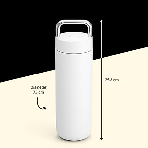 Fellow 20 oz Carter Carry Vacuum Insulated Tumbler for Water, Tea, Coffee, Smoothies, & more - Stainless Steel - Keeps Heat for 12 Hours/Stays Cold for 24 Hours-Leak-Proof Seal-Slim Width-Matte White