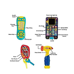 WALA - Learning Music Playset Bundle Smartphone with Car Keys Remote TV Control and Hammer - Pretend N Play with Storage Bag