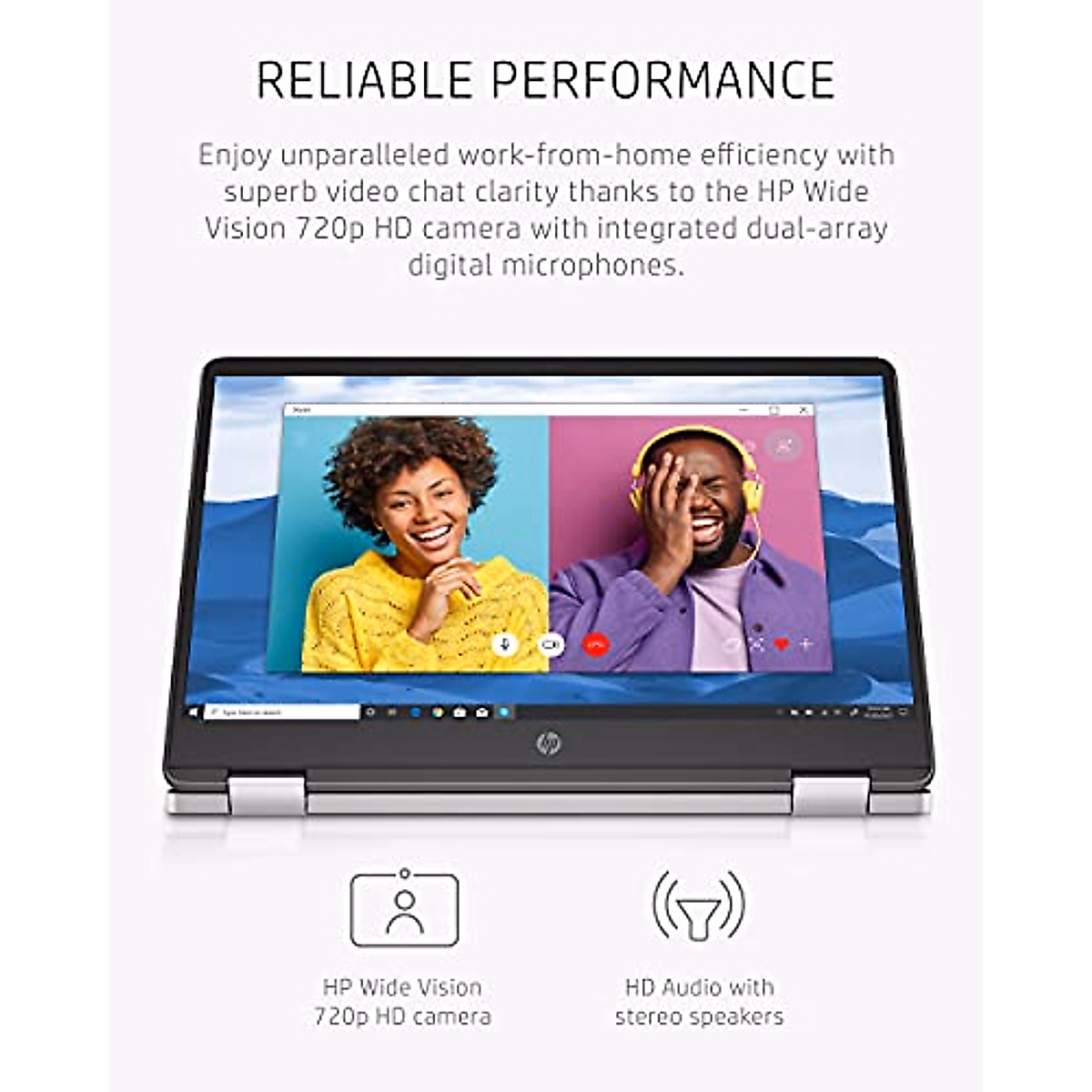 HP Chromebook x360 14 Laptop, Intel Celeron Processor, 4 GB RAM, 32 GB eMMC, 14” HD (1366 x 768), Chrome OS, Webcam & Dual Mics, Work, Streaming, School, Long Battery Life (14a-ca0050nr, 2021)