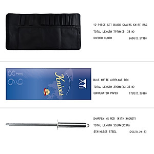 XYJ 7 Piece Knife Set With Sheath Kitchen Large German Stainless Steel Full Tang Cooking Knife Set With Roll Bag Sharpening Stick Whetstone Blade Guard Great Gifts For Chef