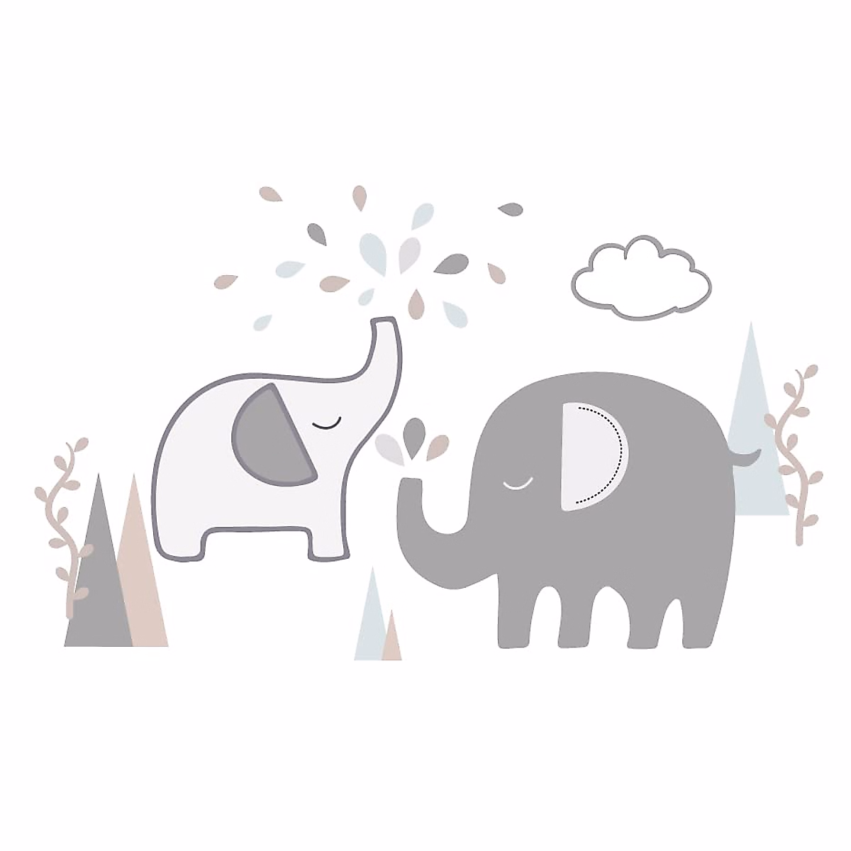 HUPO 6 PC Elephant Crib Bedding Sets for Baby Boys,Grey/White Crib Set with Crib Skirt/Quilt/Crib Sheet/3 Wall Stickers