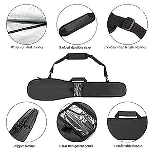 LIXADA Kayak Paddle Bag Long Kayak Boat Canoe Paddle Storage Bag Holder Pouch Cover (Black)