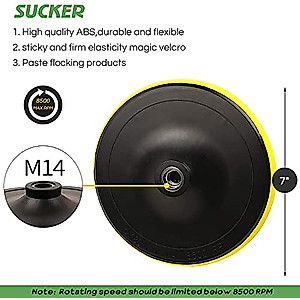 OTUAYAUTO 7 inch Buffing Polishing Pad - 5pcs Waffle Foam, 1pc Wool Polishing Pad and a M14 Threaded Polisher Grip Backing Plate