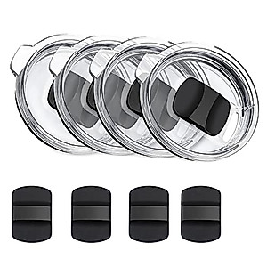 4 Pack 20 oz Magnetic Tumbler Lid with 4 Magnetic Slider Replacement, 20 oz Replacement Lid for Yeti Lids Compatible with YETI Rambler or Old Style Rtic Coffee Tumbler, Magnetic Spill Proof Tumbler