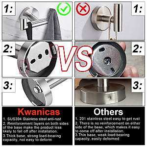 Towel Hooks for Bathrooms,Brushed Nickel Towel Hook for Kitchen Bathroom,SUS304 Stainless Steel Coat Hook,Heavy Duty Double Holder Robe Hooks for Hanging Towels,Coats,Sponges,Clothes,Wall Mount,2 Pack