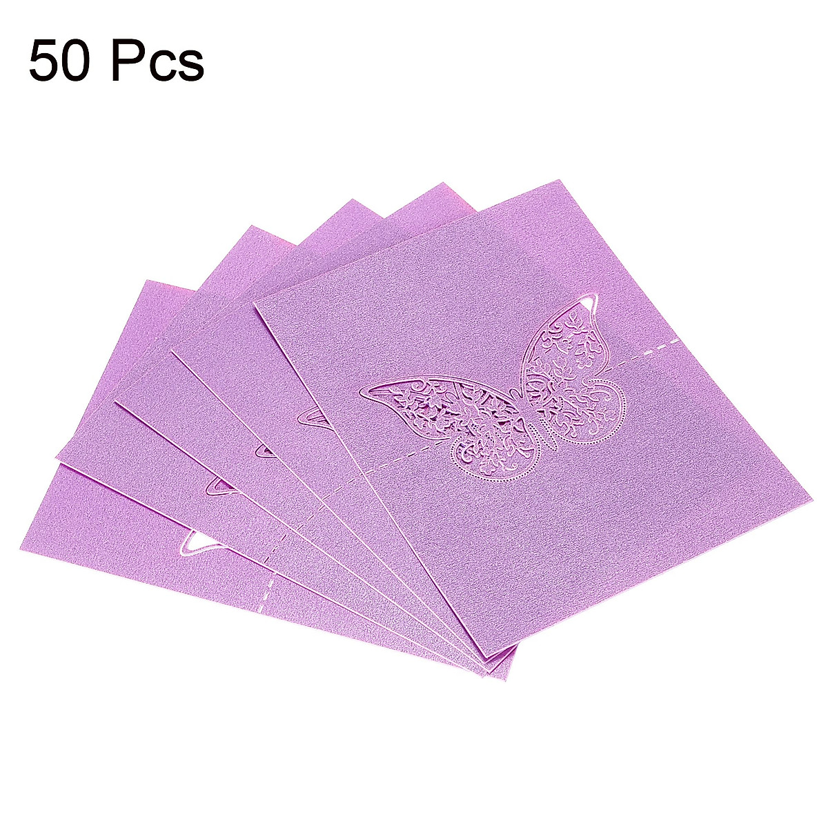 PATIKIL Table Name Place Cards, 50Pcs Favor Decor Hollow Butterfly Cut Design Blank Card for Wedding Party Seating Place Cards, Purple