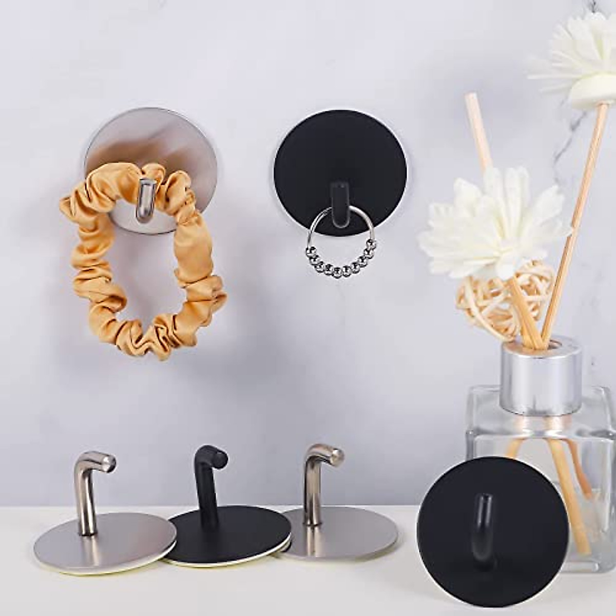 Sticky Hooks Hooks for Hanging Wall Hanger Adhesive Hooks Heavy Duty Stick on Wall Hooks Towel Hooks Door Hooks Black