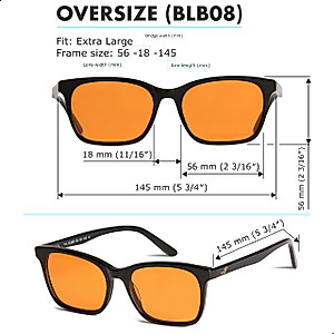 THL SLEEP XL Orange Blue Light Blocking Glasses for Men - Sleep & Migraine Glasses - Engineered 99.5% Amber Blue Light Glasses for Computer Eye Strain & Eye Fatigue - Blue Blockers for Gaming & More