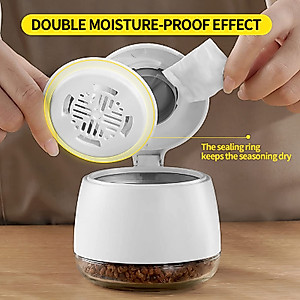 Roweida Glass Spice Jars and Sugar Bowls - Airtight Seasoning Containers with Spoon Lids, Set of 3 for Kitchen Counter