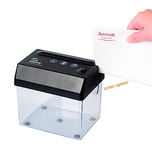 USB Paper Shredder A6 Paper Cutter with Letter Opener Mini Electric Shredder Battery Powered Paper Cutting Machine Universal Office School Home Desktop Stationery for Paper, Bills, Receipts