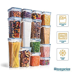 Storeganize 14pc Airtight Food Storage Containers With Lids, Great Pantry Storage Container Set WITH INGENIOUSLY DESIGNED LIDS For Rice, Kitchen Storage Containers For Pantry Organization and Storage