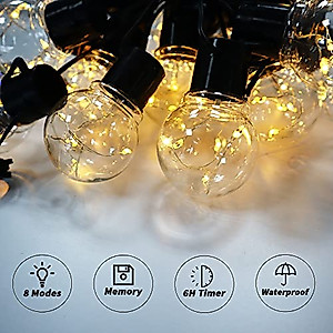 ooLALoo Solar Globe String Light 14 FT Outdoor Led Patio Light Waterproof Warm White Light for Balcony Deck Porch Garden Decoration