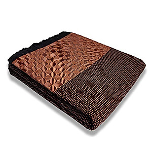 Wellstil Almora | King Size Turkish Throw Blanket • Cozy Vintage Cotton Throws • Breathable Bedspread • Boho Woven Bed Blankets for Sofa, Couch, Farmhouse and Home Decor 80x100 inches (Orange)