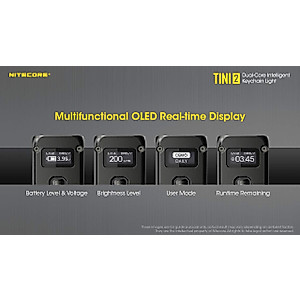 Nitecore TINI 2 Ultra Compact Keychain Flashlight, 500 Lumen USB-C Rechargeable with Digital Display (Black)