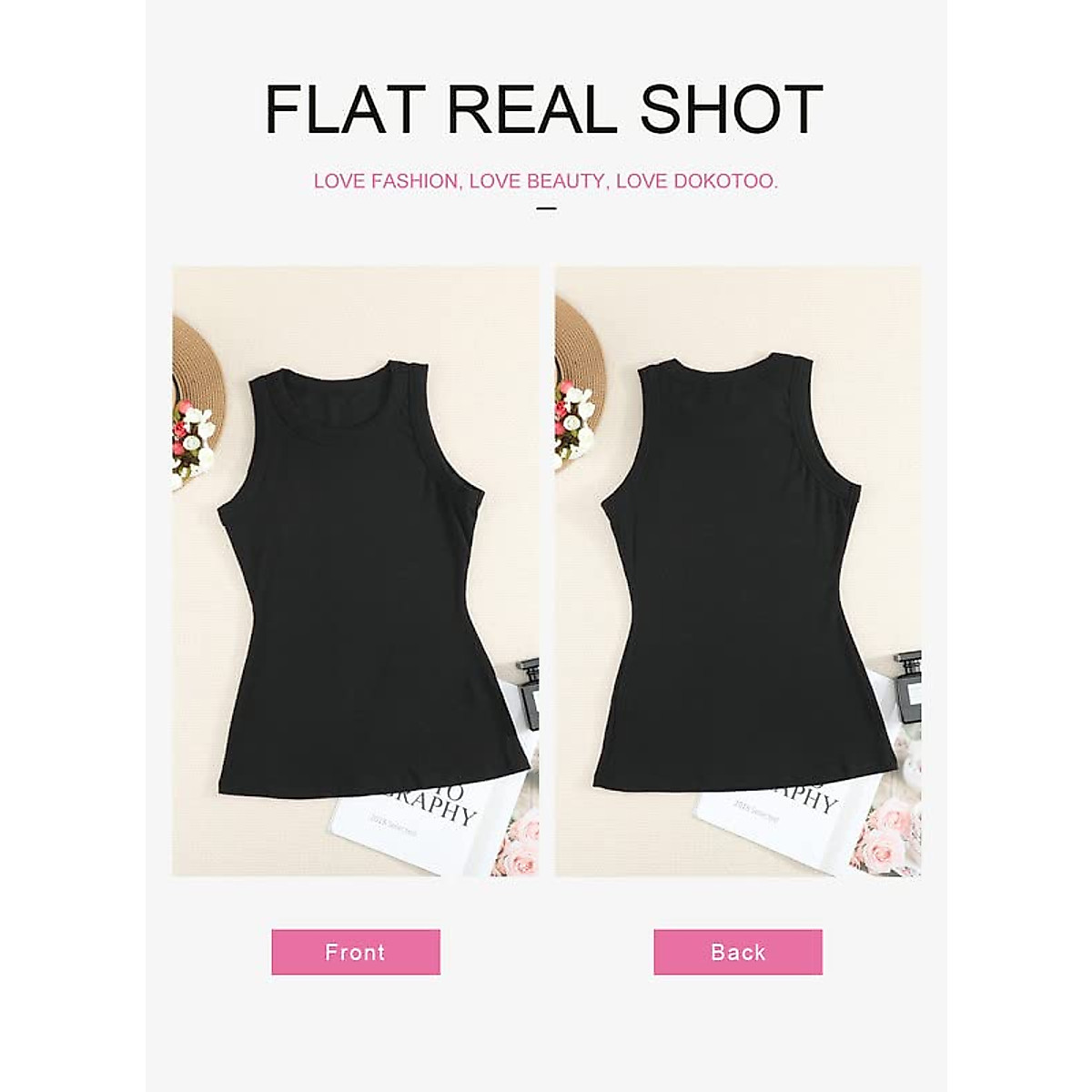 Dokotoo Womens Ladies Basic Ribbed Thick Strap Low Cut Solid Color Tight Slimming Fitted Sleeveless Shirts Sports Workout Long Tank Tops Activewear Tops Blue S