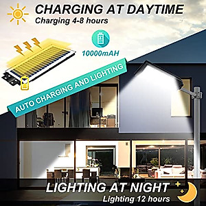 Gebosun 500W Solar Street Lights Outdoor, 360 LED 6000K LED Flood Outdoor Solar Powered with Motion Sensor and Dusk to Dawn,IP65 Waterproof for Parking Lot, Yard, Garden,Patio, Driveway