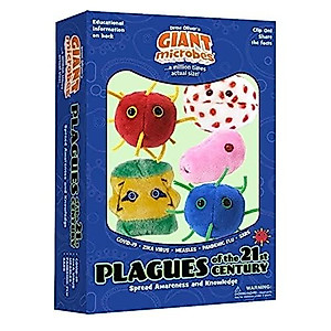 GIANTmicrobes Plagues of The 21st Century Themed Gift Box, covid Plush, covid Plush Toy, covid Gag Gifts, covid Gifts, covid Stuffed Animal, Plush Keychain, History Teacher Gifts