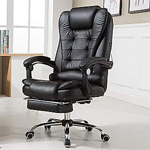 ZLBYB Office Chairs with Pillow Foot Pad Seat Back Adjustable Lifting Tilt Swivel Chair Artificial Leather Game Chair