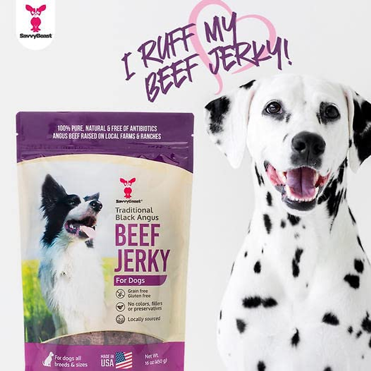Beef Jerky Dog Treats for Dogs - 16 oz Grass-Fed Natural Real Meat Jerky Made in the USA Only - Thin Healthy Grain Free Chew Sticks - High in Protein Tender Strips - Perfect for Training & Rewarding