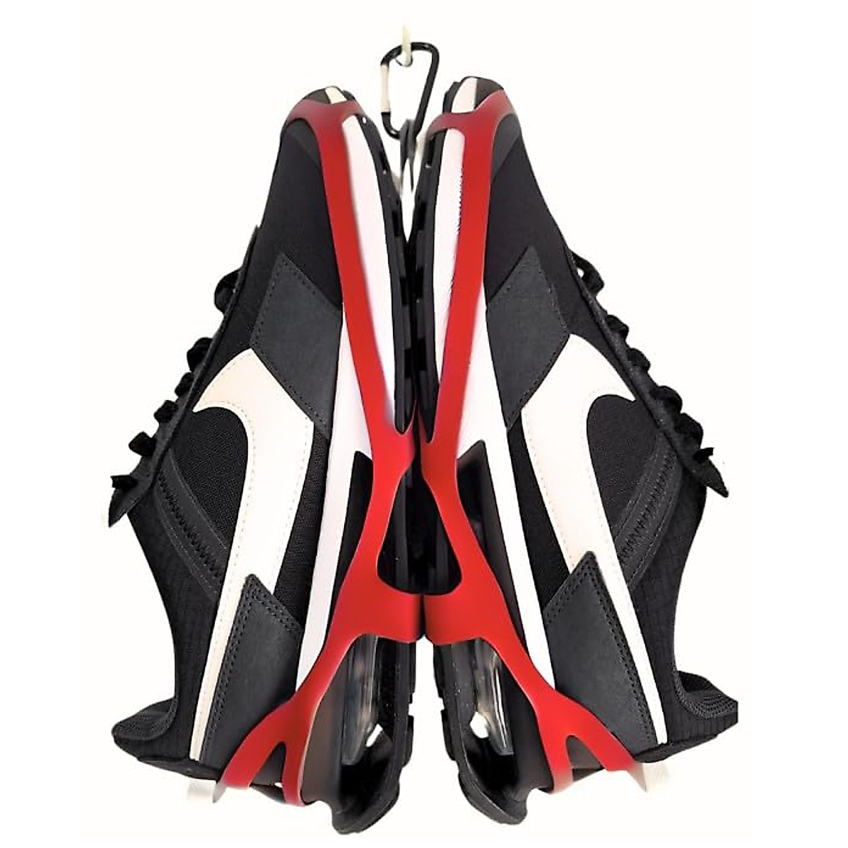 Shoe Holster For Backpack with Clip Hanger. Footwear Holster Holder with Clip for Sneakers, Cleats, Bowling, Soccer, Basket, Football. For Travel, Outdoors, Sports & Space Saving. (Red, L)