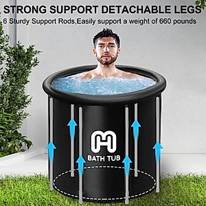 Ice Bath Tub for Recovery, Portable Cold Water Therapy Training Tub, Ice Bath for Adults, Folding Cold Plunge Tub for Athletes, Freestanding Spa Soaking Bath(Black 32.2x32.2x29.5 inches)