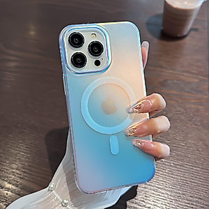 BEAWAL for iPhone 14 Pro Max Phone Case 6.7 inch, Unique Laser Holographic Frosted for Women, Compatible with MagSafe, Shockproof Soft TPU & Hard Pc White