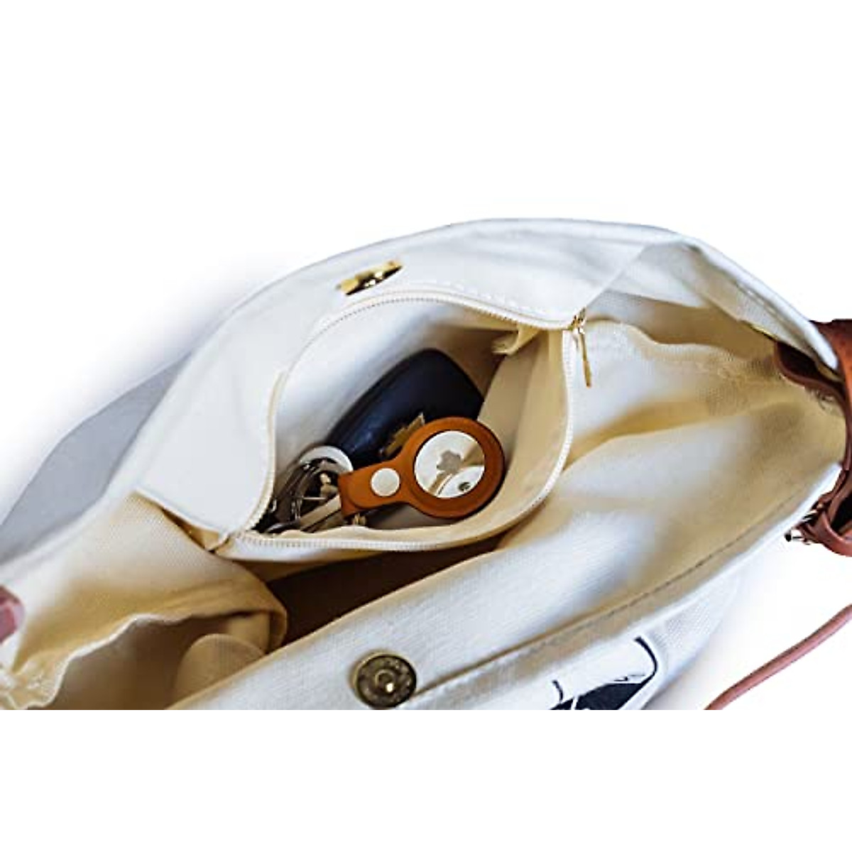 Canvas Tote Bag With Pockets, Adjustable Faux Leather Strap & Magnetic Closure - Everyday Chic Cotton Washable Heavy Duty Tote Bag Purse With Zippered Interior Pocket & Matching Accessory Pouch