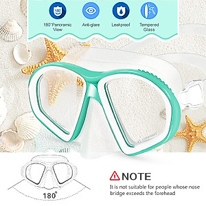 Supertrip Kids Swim Goggles, Swim Mask with Nose Cover, Tempered Glass Snorkel Diving Mask for Youth Boys Girls Age 6-14