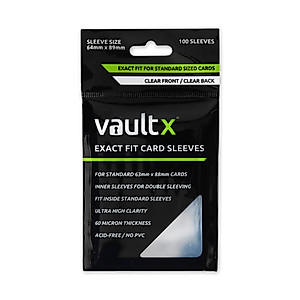 Vault X Exact Fit Trading Card Sleeves - High Clarity Perfect Fit Inner Sleeves to Protect and Preserve Board Game, Collectible and Trading Card Games (100 Pack)