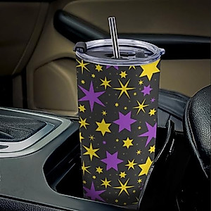 Magic Star 20 Oz Travel Coffee Mug with Lid Tumbler Drinking with Straw Brush Water Car Cup